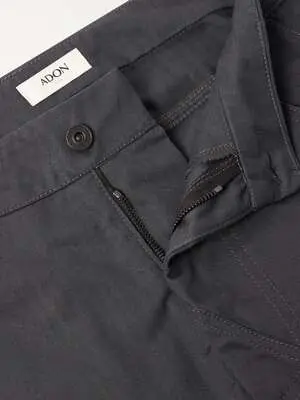 ADON Straight-leg Cotton Herringbone Trousers