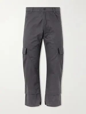 ADON Straight-leg Cotton Herringbone Trousers - Gray