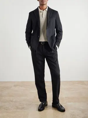 Barena Venezia Pinstriped Wool-blend Blazer - Gray