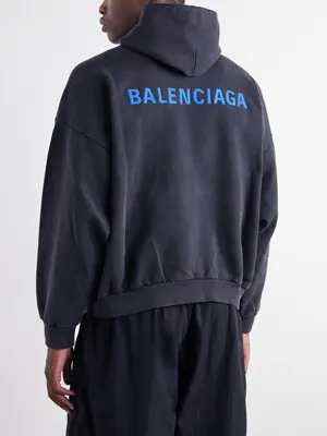 Balenciaga Logo-embroidered Cotton-jersey Hoodie