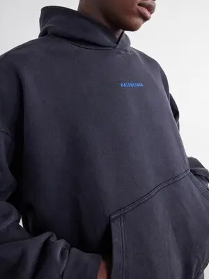 Balenciaga Logo-embroidered Cotton-jersey Hoodie