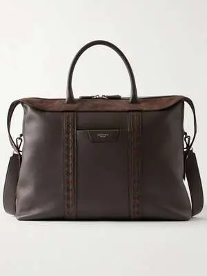 SERAPIAN Suede-trimmed Full-grain Leather Briefcase