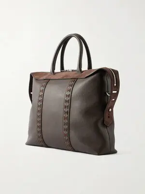 SERAPIAN Full-grain Leather Briefcase With Suede Trim