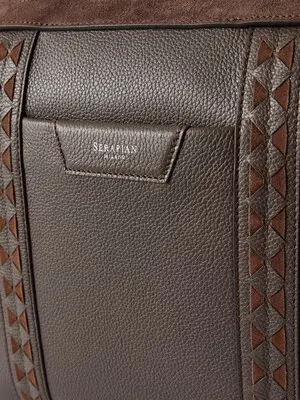 SERAPIAN Full-grain Leather Briefcase With Suede Trim