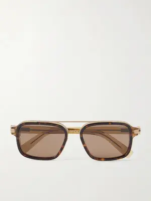 Zegna Geometric Square-frame Acetate Sunglasses - Brown