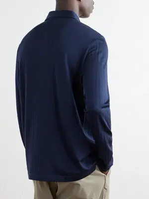 Brioni Wool And Silk-blend Polo Shirt - Blue