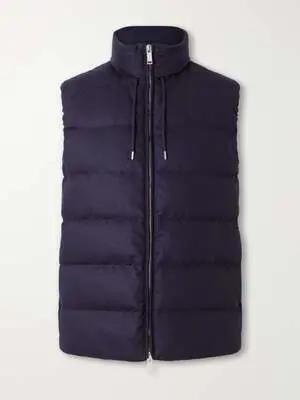 SLOWEAR Padded Wool And Cashmere-blend Gilet - Navy