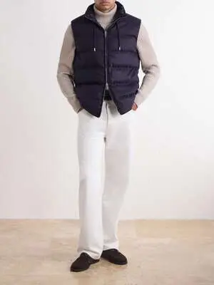 SLOWEAR Padded Wool And Cashmere-blend Gilet - Navy