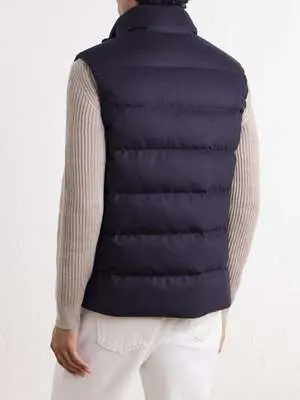 SLOWEAR Padded Wool And Cashmere-blend Gilet - Navy