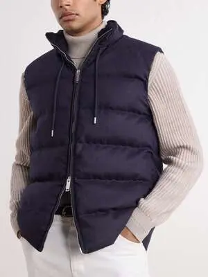 SLOWEAR Padded Wool And Cashmere-blend Gilet - Navy