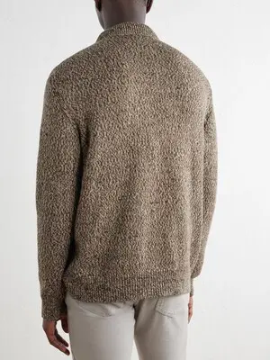 Brioni Wool Mouline Button-down Sweater