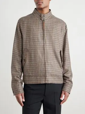 Gabriela Hearst Graham Houndstooth Wool And Silk Blend Zip-up Jacket - Brown