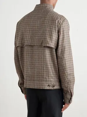 Gabriela Hearst Graham Houndstooth Wool And Silk Blend Zip-up Jacket - Brown