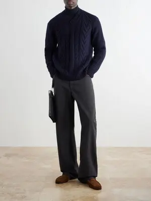Brioni Cable-knit Cashmere And Silk-blend Sweater