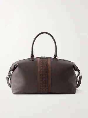 SERAPIAN Mosaico-detailed Leather Weekend Bag - Brown