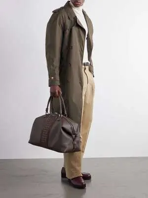 SERAPIAN Mosaico-detailed Leather Weekend Bag