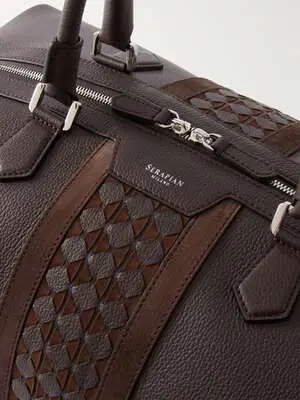 SERAPIAN Mosaico-detailed Leather Weekend Bag