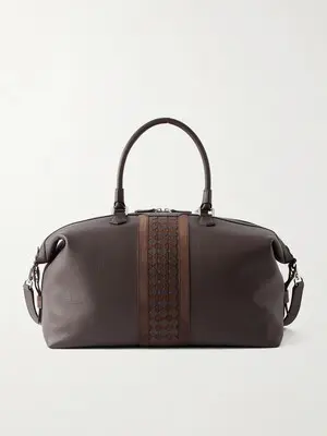SERAPIAN Mosaico Leather Weekend Bag - Brown