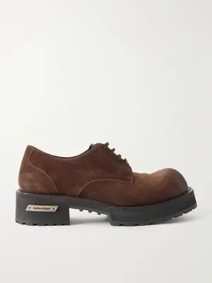 Balenciaga Venom Waxed-suede Oxford Shoes - Brown
