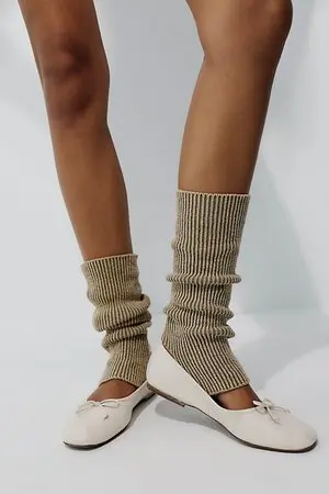 Free People Ribbed Stirrup Leg Warmers - Sand