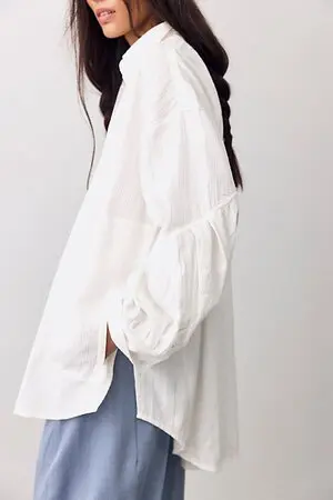 Free People We The Free Selene Dobby Button Down Shirt - Ivory