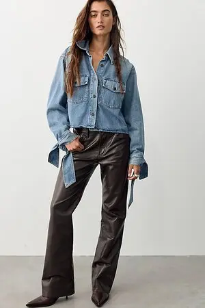 AGOLDE Hewitt Cropped Button Down Shirt