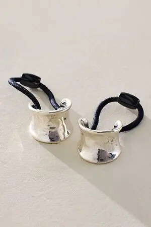 Free People Camille Hair Tie Set Of 2 - Silver