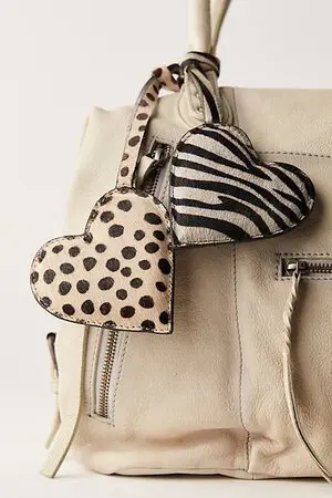 Free People Heart Animal Print Keychain - Zebra