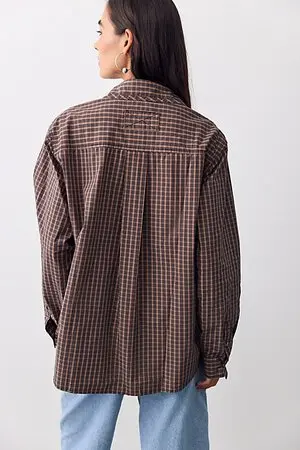 Free People We The Free Many Ways Plaid Button Down - Charcoal Combo