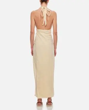 Caravana Tacoh Cotton Long Dress With Slits - Beige