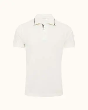 Orlebar Brown And Tripe Tipping Collar Claic Fit Polo Hirt - White