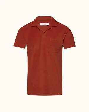 Orlebar Brown Tailored Fit Organic Cotton Towelling Polo Shirt - Canela