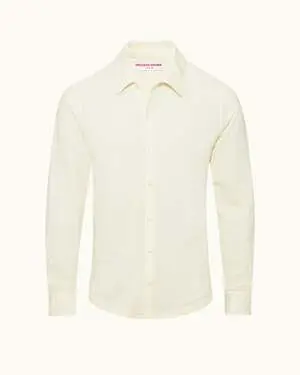 Orlebar Brown Tailored Fit Classic Collar Cotton Pique Shirt In Cashew - Beige