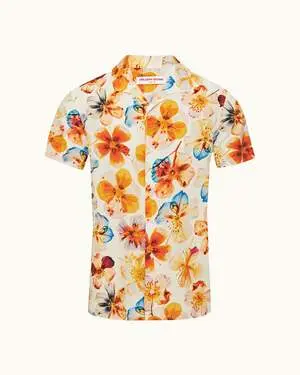 Orlebar Brown Claic Fit Ohibana Print Capri Collar Hirt In And - White