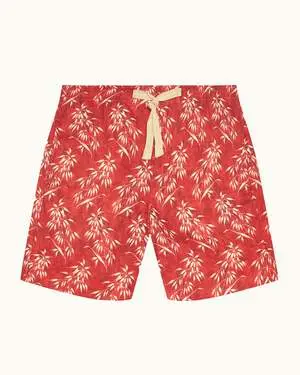 Orlebar Brown Relaxed Fit Printed Linen Shorts - Red
