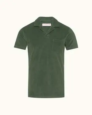 Orlebar Brown Tailored Fit Cotton Towelling Polo Shirt In Amazonian