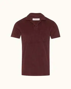 Orlebar Brown Tailored Fit Cotton Towelling Polo Hirt In Damon - Purple