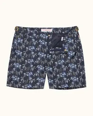 Orlebar Brown Mid-length Catkin Print Swim Shorts In Night Iris - Blue