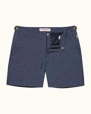 Orlebar Brown Mid-length Origami Jacquard Swim Shorts In Night Iris - Blue