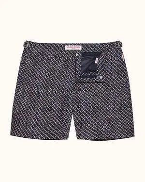 Orlebar Brown Mid-length Origami Print Swim Shorts In Night Iris - Blue