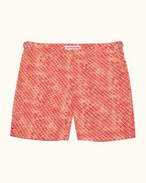 Orlebar Brown Mid-length Origami Print Swim Shorts In Summer - Red