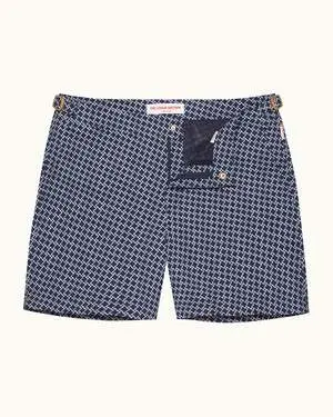Orlebar Brown Mid-length Geo Jacquard Swim Shorts In Night Iris - Blue