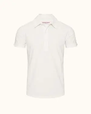 Orlebar Brown Tailored Fit Cotton Towelling Polo Hirt - White