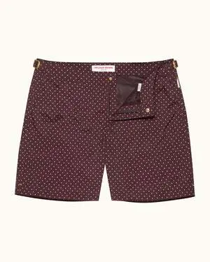 Orlebar Brown Mid-length Polka Dot Print Swim Shorts In Damson - Purple