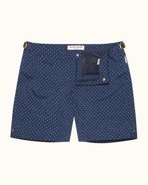 Orlebar Brown Mid-length Polka Dot Print Swim Shorts In Night Iris - Blue