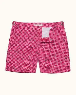 Orlebar Brown Mid-length Geo Print Swim Shorts - Sunset Pink