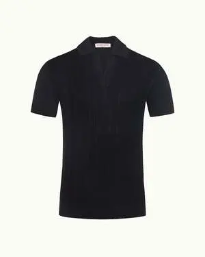 Orlebar Brown Night Iris Chevron Stripe Tailored Fit Resort Collar Polo Shirt - Night Iris Stripe