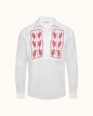 Orlebar Brown Relaxed Fit Claic Collar Hirt With Bib Embroidery