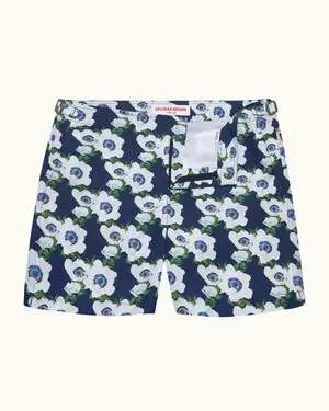Orlebar Brown Mid-length Coronaria Print Swim Shorts In Night Iris - Blue