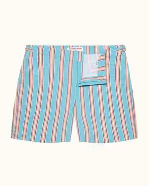 Orlebar Brown Mid-length Deckchair Stripe Swim Shorts In Colour - Blue Multi